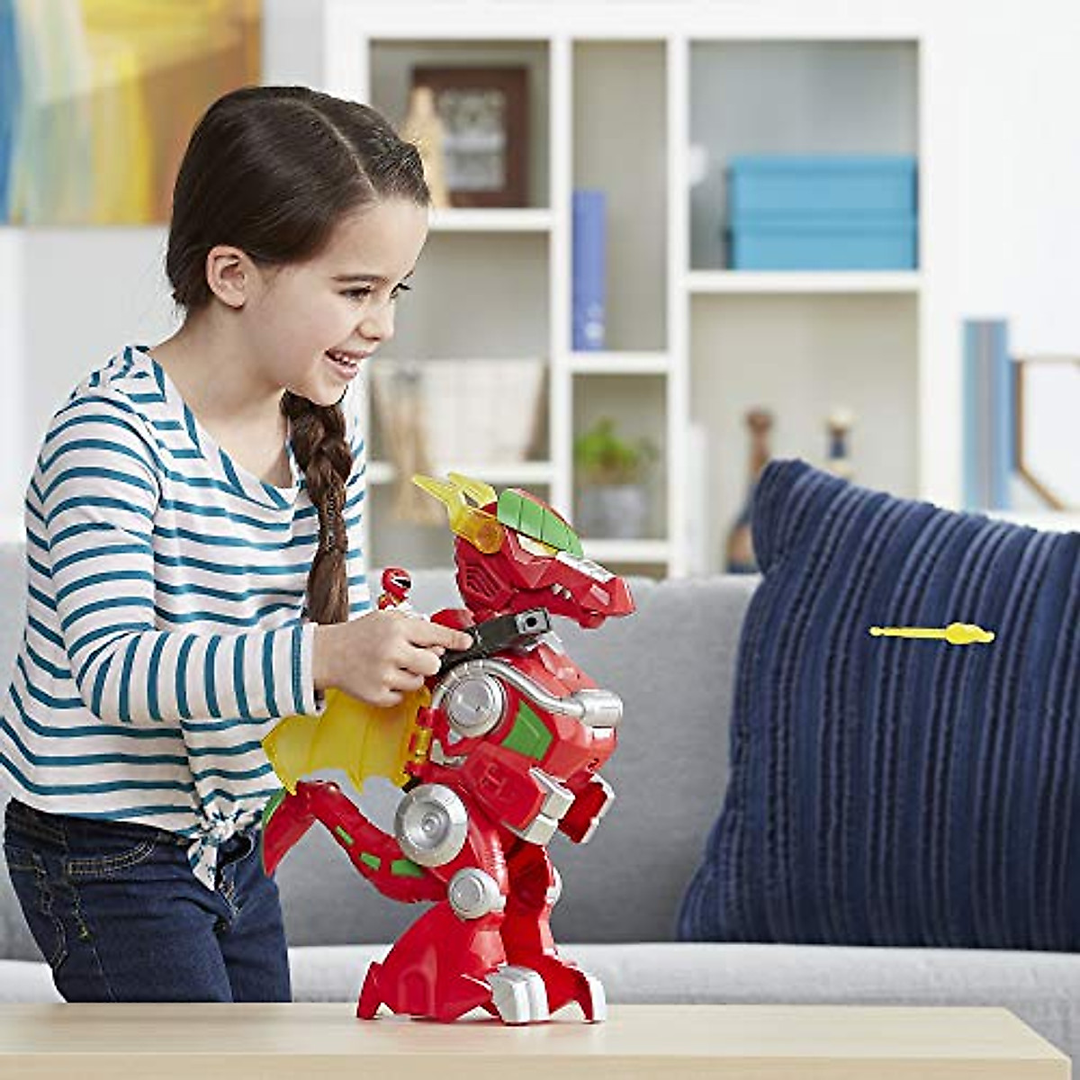 Playskool Heroes Power Rangers Red Ranger & Dragon Thunderzord, 3" Action Figure, 14" Zord, Lights & Sounds, Collectible Toys for Kids Ages 3 & Up