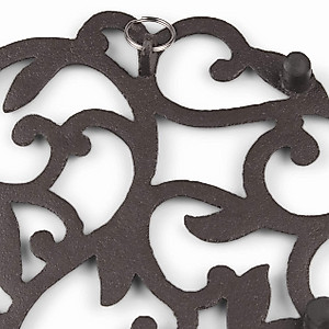 gasaré, Cast Iron Trivet for Hot Dishes, Pots, and Pans, Metal Trivet, Vine Plant Design, Rubber Feet Caps, Ring Hanger, 8 Inches, Brown, 1 Unit