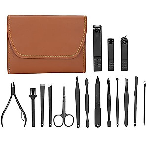 16pcs Manicure Set, Stainless Steel Safe Durable Convenient Use Mens Grooming Kit, Easy to Store Mens Stocking Stuffers, for Finger Care