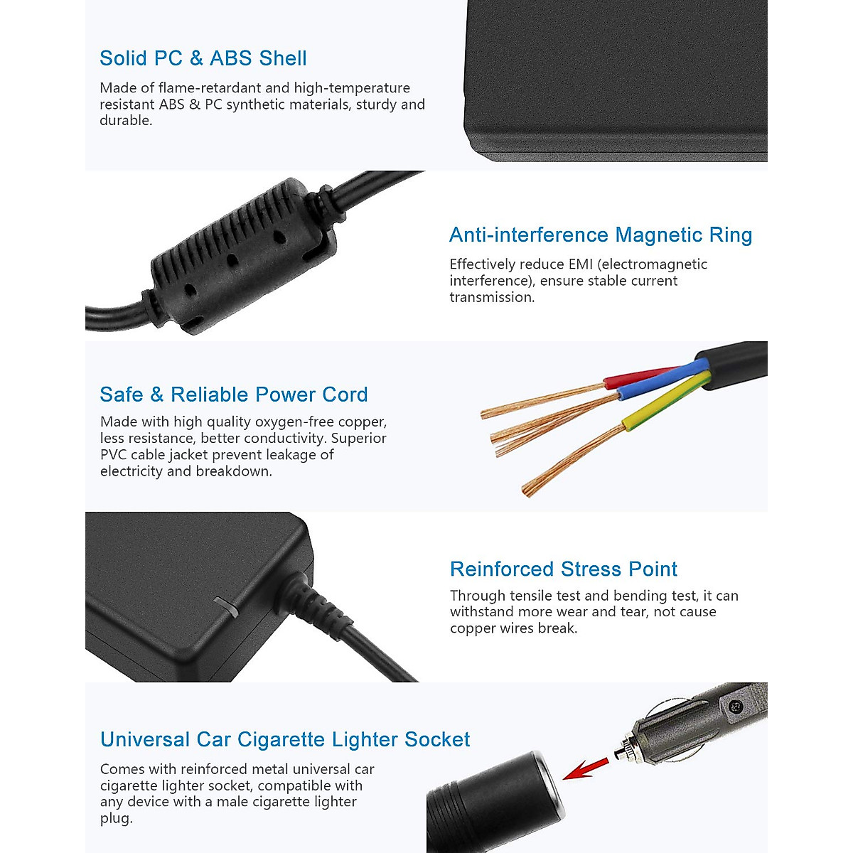 ALITOVE AC to DC Converter 12V 8A 96W, 100V-240V to 12V Power Supply Adapter Car Cigarette Lighter Socket, AC/DC Transformer for Portable Cooler Warmer, Massage Coushion,Other Car Devices Under 96W