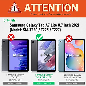 Case for Samsung Galaxy Tab A7 Lite 8.7'' with Pencil Holder - Rotating Handle Grip &Stand -Shoulder Strap, SCSVPN Rugged Protective Kids Case for Galaxy Tab A7 Lite 2021 SM-T220/T225/T227, Navy/Blue