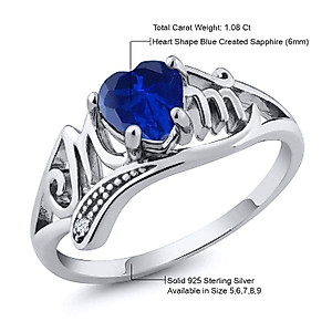 Gem Stone King 925 Sterling Silver 6MM Heart Shape Gemstone Birthstone Mothers Day MOM Ring For Women | Available In Size 5, 6, 7, 8, 9