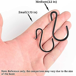 Yikla S Hooks for Hanging Plants, Clothes, Black S Shaped Hooks Made of Metal Iron, Heavy Duty S-Hooks, 30 Pack