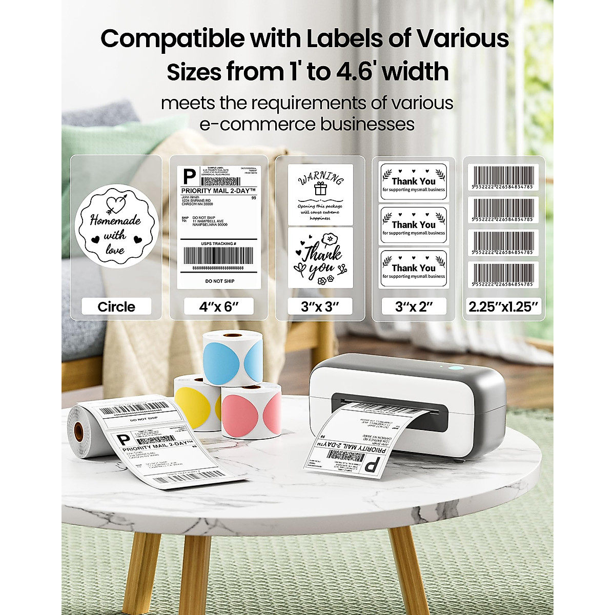 Itari Thermal Label Printer-Shipping Label Printer, 4×6 Label Printer for Small Business, Desktop Thermal Printer for Windows, Mac, Chrome OS