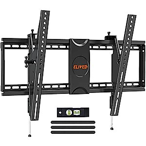 ELIVED TV Wall Mount for Most 37-75 Inch TVs, Holds up to 120 lbs, Universal Low Profile Adjustable Tilt TV Mount Fits 8"-24" Studs, Max VESA 600x400mm, Flat Wall Mount Bracket.