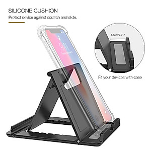 MoKo Phone/Tablet Stand, Foldable Desktop Holder Fit with iPhone 16/Pro/Pro Max/Plus, iPhone 15/Pro/Pro Max/Plus, iPhone 14/Pro/Pro Max/Plus, iPhone 13/Pro/Pro Max/Plus, Steam Deck, Black (Large)