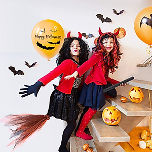 FEPITO 4 Pcs Halloween Witch Broom Wicked Witch Costume Accessories Witch Decorations Broomstick for Halloween Costumes Party