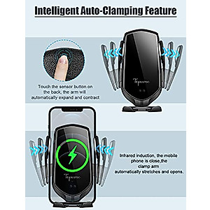 Wireless Car Charger,10W Qi Fast Charging Auto-Clamping Car Phone Mount Air Vent Phone Holder Compatible with iPhone 13/12/12Pro/SE/11/11Pro/11ProMax/XSMax/XS/XR,Samsung S10/S9/S8/Note10