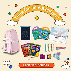 Mom Code Toddler Travel Activities Set - Kids Airplane Essentials | Toys for Travel | Roadtrip & Airplane Activities, Toddler Activity Book