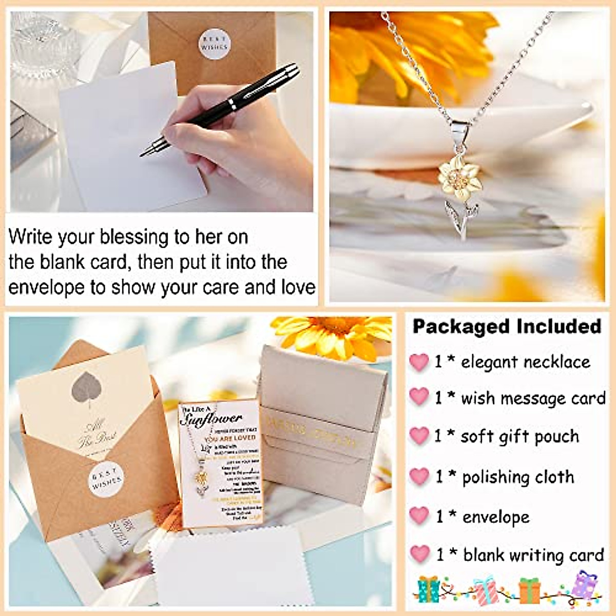 Tarsus Sunflower Gifts for Women, Sunflower Necklace Jewelry for Women Teenage Teen Gifts Ideas Stocking Stuffers for Teens Inspirational Gifts for Women Year Old