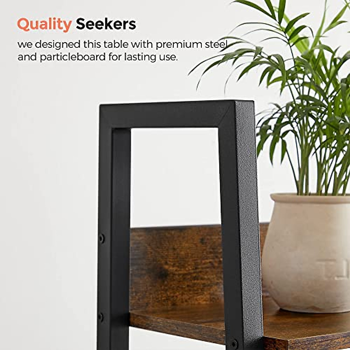 VASAGLE Bookshelf, 5-Tier Narrow Book Shelf, Ladder Shelf for Home Office, Living Room, Bedroom, Kitchen, Rustic Brown and Black ULLS109B01