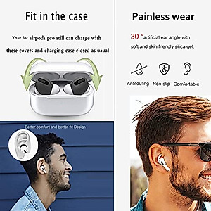 for Airpods Pro Case Black, 12in1 Kit Silicone Accessory Set Protective Cover for AirPods Pro 1st Generation with Watch Band Holder/Ear Hook/Ear Hangers/Ear Tip/Strap/Ring/Keychain/Brush/Carrying Box