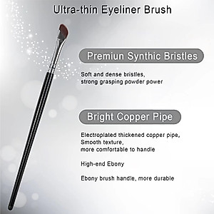 FRAGLOW Eyeliner Brush Fine Angled - PRO Precision Gel Eye Liner Makeup Brush -Ultra Thin Slanted Flat Angle - Premium Quality - Cruelty Free Synthetic Bristles