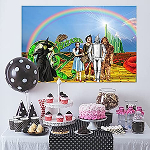 WANNHSZF Green Castle Gold Road Backdrop for Party Decorations, Retro Movie Photo Backgrounds, The Wizard of OZ Theme Baby Shower Banner , Booth Studio Props Birthday Cake Table Decoration, 5x3ft