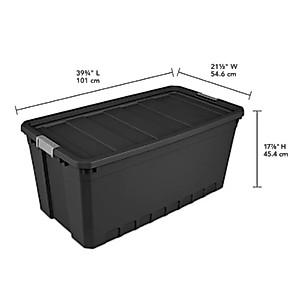 50 Gallon Stacker Tote Plastic, Black, Set of 3 Storage Boxes