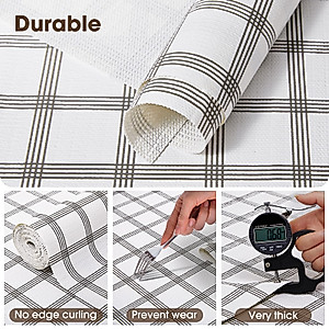 ALIUNI Drawer and Shelf Liner, Non-Slip Kitchen Cabinet Liners Non-Adhesive Thick Strong Grip Waterproof Washable Mats Protect Dresser Shelves Cupboard Bathroom Cabinets, White Stripes, 12 in X 10 FT