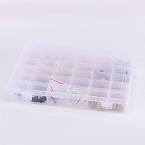 ZOENHOU 6 Pack 36 Grids Plastic Organizer Container,Clear Plastic Organizer Storage Box with Adjustable Dividers for Jewelry Bead Earring Fishing Hook Art Crafts Small Accessories