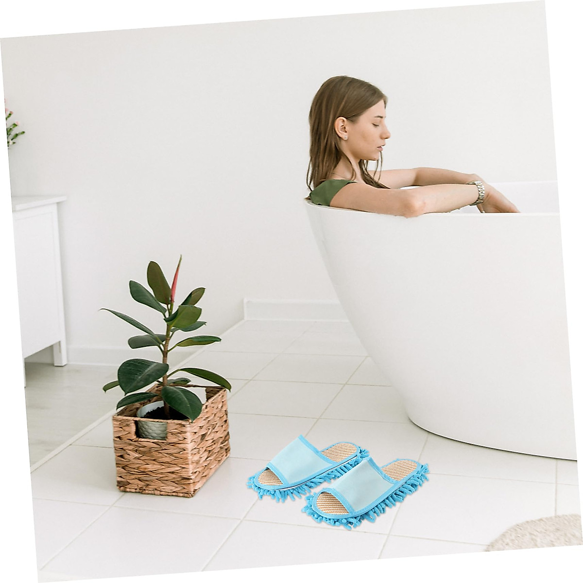 HEALLILY 1 Pair Slippers Floor Cleaner Mop Shoe Covers for Indoors Floor Mops Slipper Boots for Women Mop Socks for Floor Cleaning Universal Straw Mat Dust Collector Miss Rattan Mat Straw