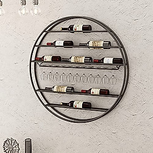 Round Wine Racks Iron Wine Bottle Holder, Wall-Mounted Floating Organizer Shelves Creative Wine Glass Stemware Goblet Racks Metal Storage Shelf (Size : 75x10x75cm)