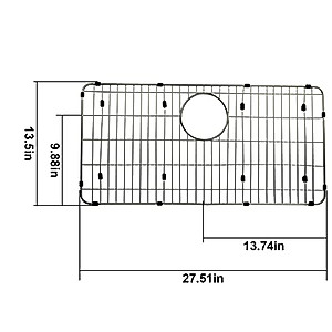 LKOBG2915SS Stainless Steel Bottom Grid,for specific Elkay sink bowls 27-1/2" x 13-1/2" x 1-1/4"Sink Grid,Sink Rack for Bottom of Sink,Kitchen Sink Grid,Sink Protector,Sink Bottom Grid