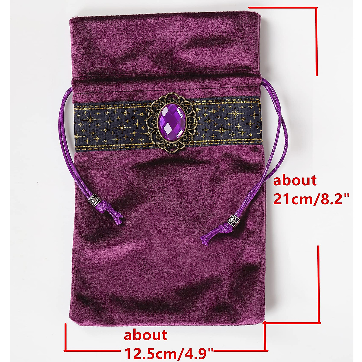 DOARLUO Tarot Bag Pouch Dice,Rune or Card Gift Bag,Drawstring Storage Bucket Bag 5" x 8" (Purple)