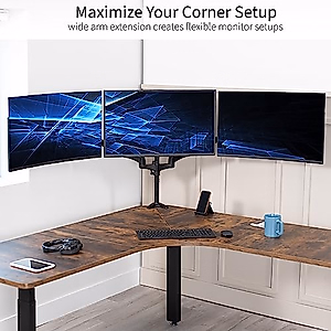 VIVO Triple Monitor Height Adjustable Desk Mount, 2 Pneumatic Arms, 1 Fixed, Counterbalance Stand, 17.6 lbs Weight Capacity per Screen, Max VESA 100x100, Fits up to 32 inch Screens, Black, STAND-V300G