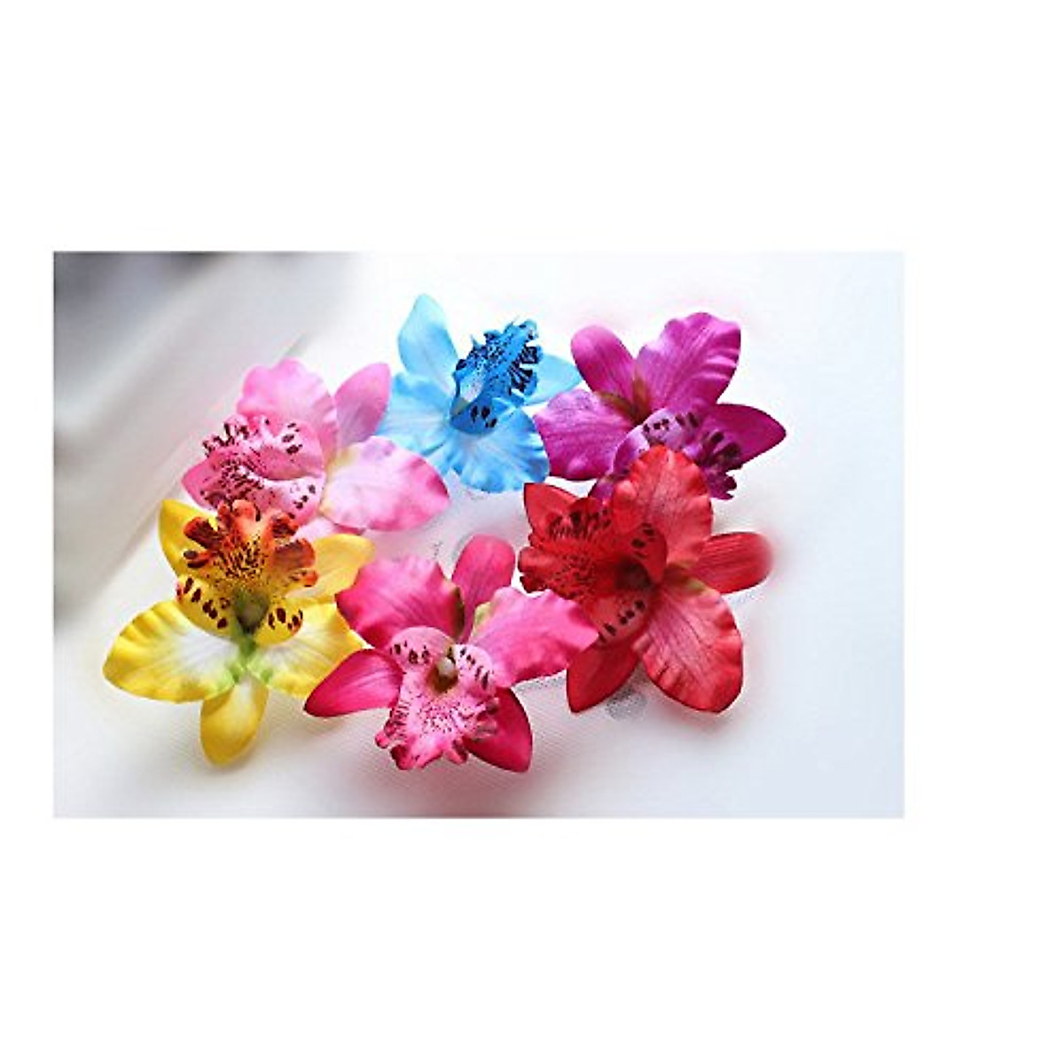 10 Pieces Women Chiffon Flowers Hair Clips Butterfly Orchid Alligator Clips for Bridal Wedding Accessory Beach Party Wedding Event Decor