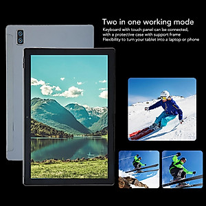 GLOGLOW FHD Tablet, 2 in 1 6GB RAM 128GB ROM 10.1 Inch Tablet 8 Core CPU with Keyboard for Office (US Plug)