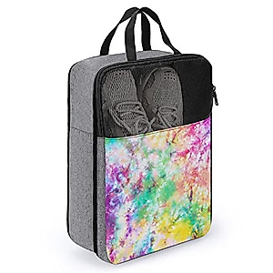 Frcavbin Tie Dye Travel Shoe Bag Shoes Carrier with Handle and Zipper Foldable Shoe Puches Organizer for Home storage School starts