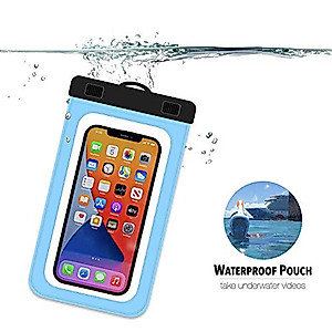 Cruise Lanyards Waterproof Cell Phone Pouch Dry Case with Touch Screen [2 Pack] Blue