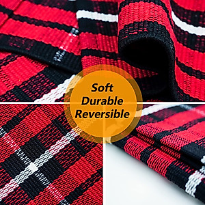 YINLUMY Christmas Buffalo Plaid Outdoor Doormat 23.6” x 51.2 Black/Red Checkered Rug,Cotton Hand-Woven Washable Front Layered Door Mats Reversible Fall Porch Rug for Farmhouse/Entryway/Patio