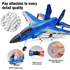 Fremego Foam RC Plane RTF F-35 RC Airplane 2.4Ghz 6-axis Gyro Jet Pane with Light Strip Toy Gift for Kids Boys Girls Adults Beginners