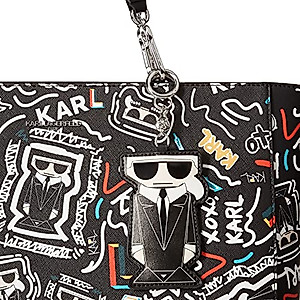Karl Lagerfeld Paris womens Adele TOTE, Black/Orange, One Size US