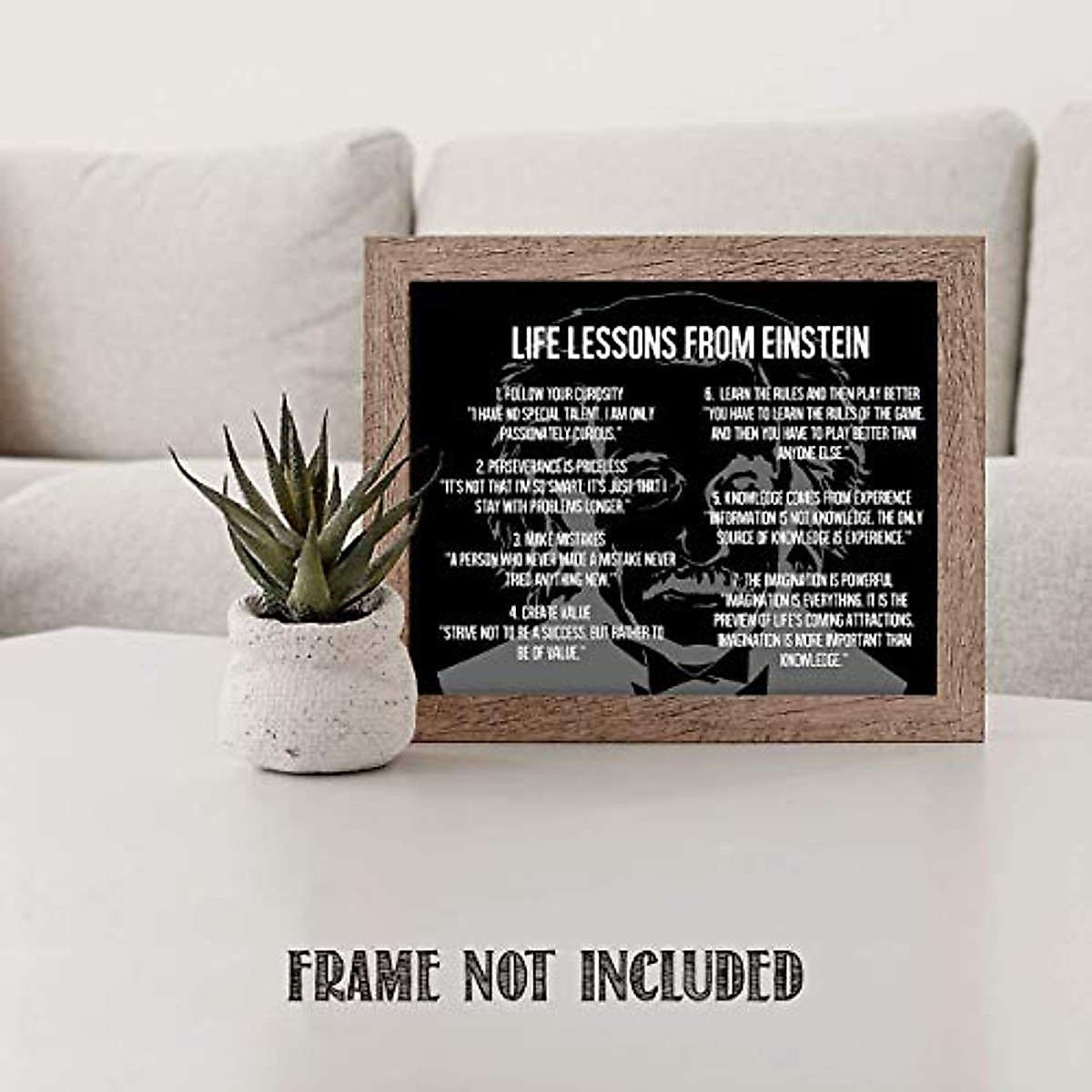Einstein Quotes Wall Art-"Logical Life Lessons"- 8 x 10" Art Wall Print- Ready to Frame. Thinking Home Décor, Studio & Class Décor. Perfect Gift for Motivation & Inspiration with Einstein Image.