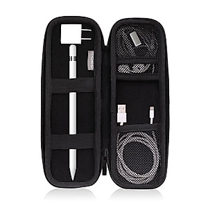 MoKo Pencil Holder Case for Apple Pencil 2nd/1st, PU Leather Case Fit for Apple Pen Accessories, Samsung, Huawei, USB Cable, Earphone Easy Carrying Case Bag,Black