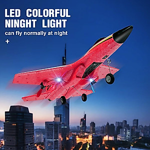 Fremego Su-27 RC Airplane,2.4GHz 2 Channel Remote Control Plane with Gyro Night Lights and 2 Batteries, Easy to Fly for Adults, Beginners and Kids Toy