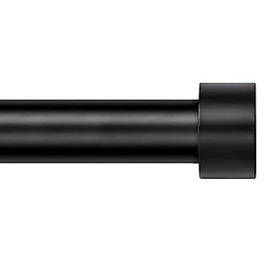Zeerobee Curtain Rods for Windows 66 to 120, 1 Inch Black Curtain Rod Set, Heavy Duty Drapery Rods with Adjustable Curtain Rods, Outdoor Modern Curtain Rod with Simple End Caps, 32"-144", Black