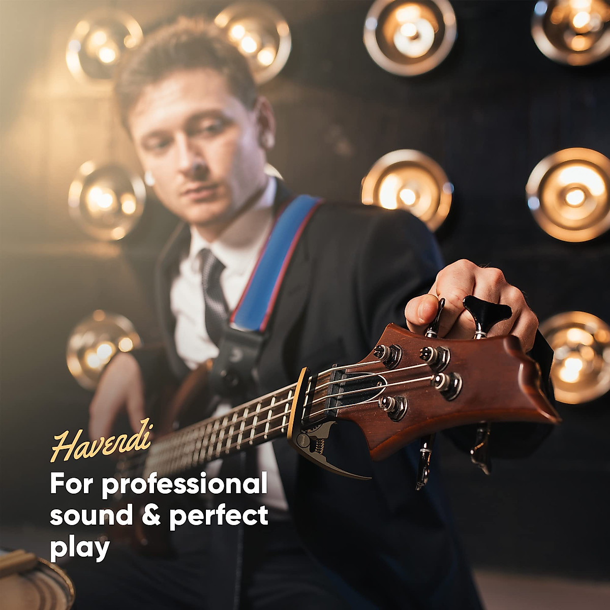 HAVENDI® Capo for Guitar + 3 Picks | Easy to use | Capo for Guitar - Acoustic Guitar, Classical Guitar, Electric Guitar & Ukulele