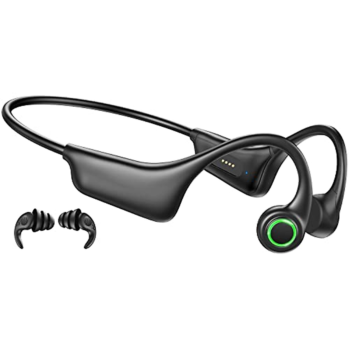 Bone Conduction Headphones, Open Ear Bone Conduction Headphones with Mic, Bluetooth Headphones 5.0 with Smart Breathing Light for Sports Running Fitness