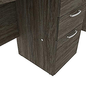 Bestar Murzim U or L-Shaped Executive Desk with Hutch, 71W, Walnut Grey