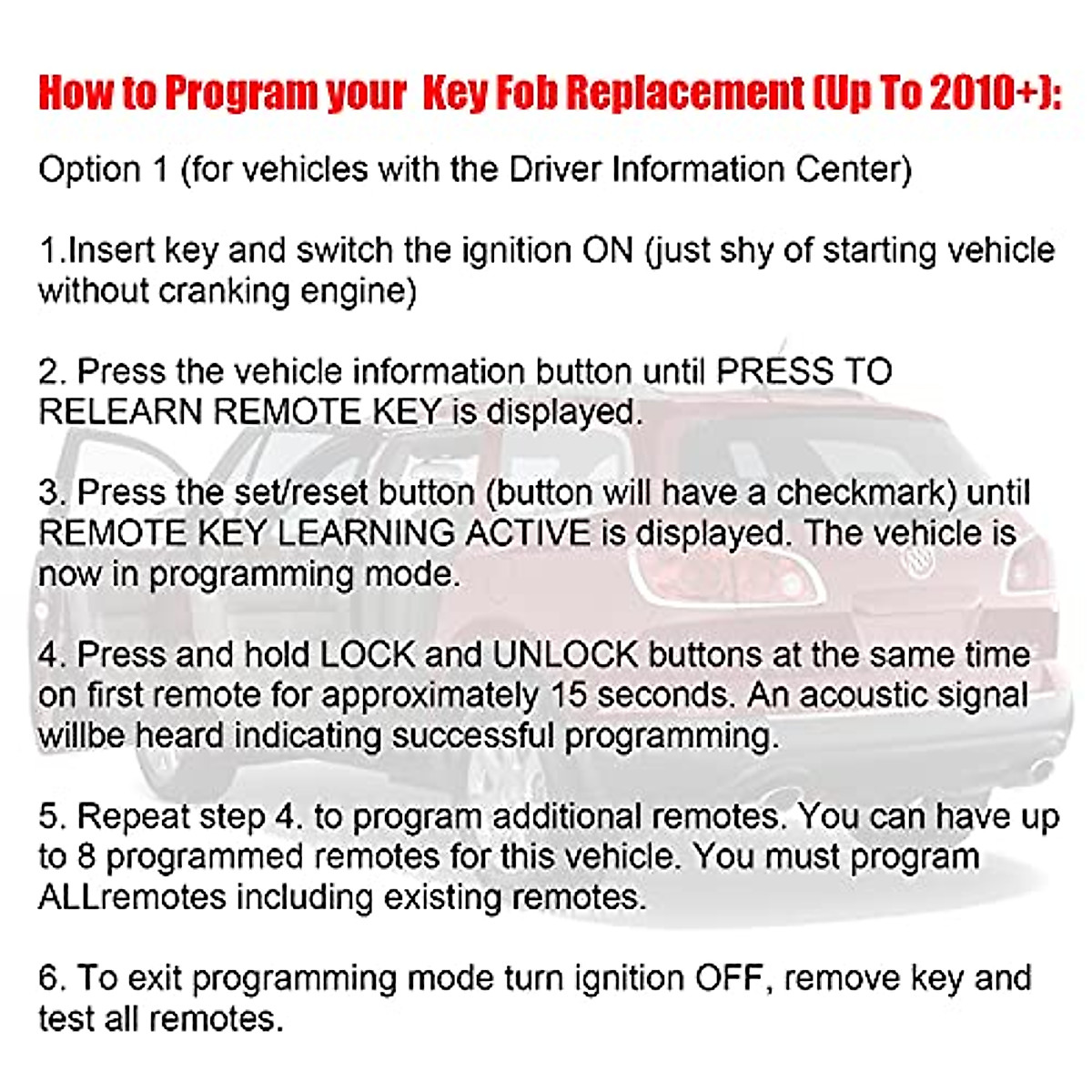 Keyless Entry Remote Control Fob for 2007-2016 Chevy Suburban Tahoe Traverse B uick Enclave Cadillac Escalade GMC Acadia Yukon (OUC60270, OUC60221) 5Btn 2 Pack