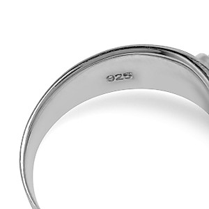 Silvershake 8MM White Cultured Freshwater Pearl 925 Sterling Silver Band Ring Size 8