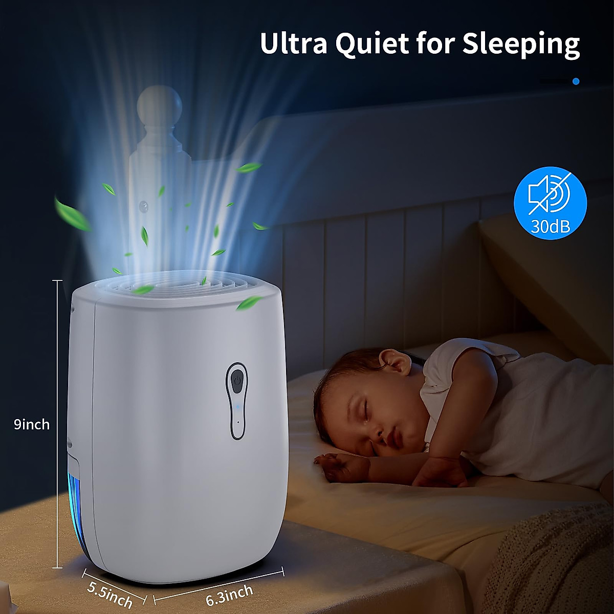 Dehumidifiers for Home, Small Dehumidifiers with Drain Hose(30OZ),2400 Cubic Feet (260 sq ft) Portable Dehumidifier for Room, Auto Shut Off, 30dB Ultra Quiet, Dehumidifiers for Bathroom, Basement,
