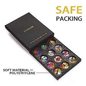 COSOW 12Pcs Glass Strong Magnetic Refrigerator Magnet Fridge Sticker - Round Life Tree Glass Fridge Decoration, Office Whiteboard Magnet, Cabinet Magnet, Dishwasher Magnet, Cabinet Cute Locker Magnet…