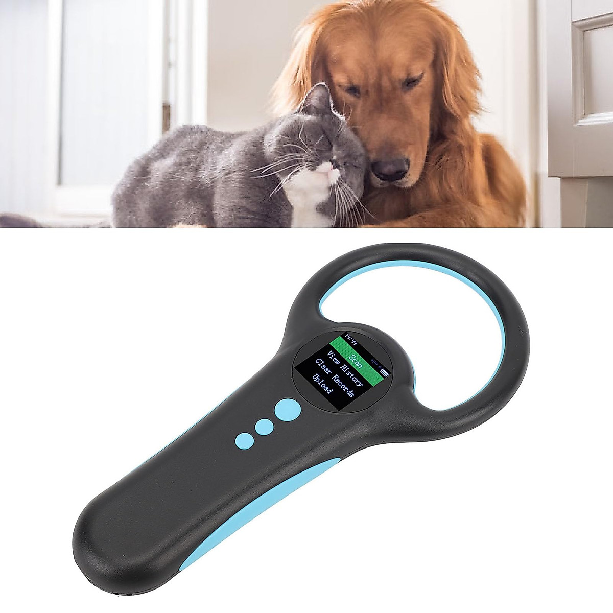 Pet Microchip Reader, Data Storage Portable Pet Chip Scanner Rechargeable Animal ID Tag Scanner with Stable Display 134.2K Dual Frequency Chip for Animal Pets Pigs Dogs Cats