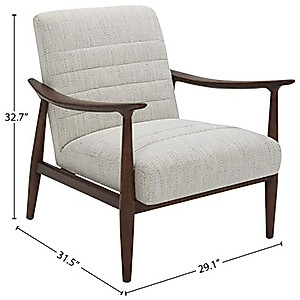 Amazon Brand – Rivet Spear Mid-Century Modern Channel Tufted Accent Chair with Wood Arms, 29.1"W, Ivory-Grey