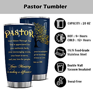 FROOBLEQUIRK 20 Oz Tumbler for Men, Ministry Appreciation, Retirement, Youth Pastor Birthday Christmas Cup Mug, Religious Scripture, Baptism Christian, Pastoral Gift