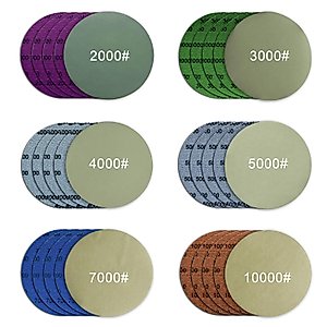 5 Inch Sanding Discs Hook and Loop, 30Pcs Wet Dry Sandpaper, 2000 3000 4000 5000 7000 10000 Grit Sandpaper, Round High Grit Sand Paper