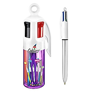 BIC 4 Colours Ball Pens - Purple Pen Holder of 6