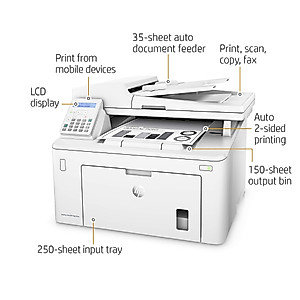 HP Laserjet Pro M227fdn All-in-One Monochrome Laser Printer with Auto Two-Sided Printing, Mobile Printing, Fax & Built-in Ethernet, Amazon Dash Replenishment Ready (G3Q79A) (Renewed)
